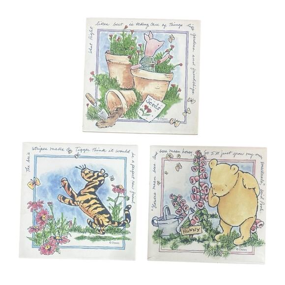 Disney | Other | 3 Winnie The Pooh Classic Disney Ceramic Tile Trivets ...